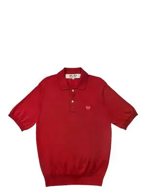 Play Comme Des Garcon Logo-patch Polo Shirt - Red