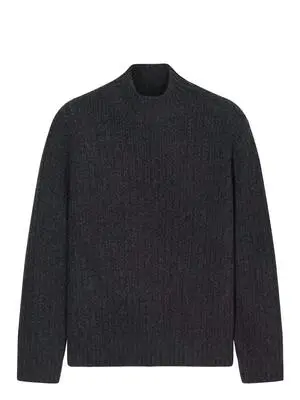 Closed Ribbed-knit Wool Sweater - Black