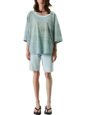 American Vintage Striped Boat Neck T-shirt - Blue