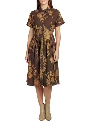Carolina Herrera Jasmine Biznaga Print Shirt Dress - Brown