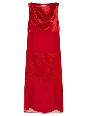 FERRAGAMO Sleeveless Lace Embroidered V-neck Mini Dress - Red