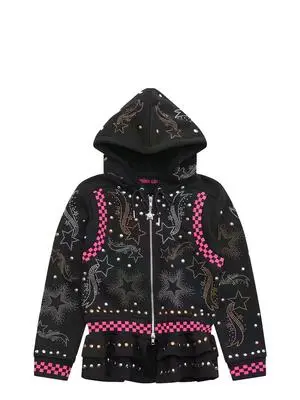 CHOPOVA LOWENA Embellished Zip-up Hoodie - Black