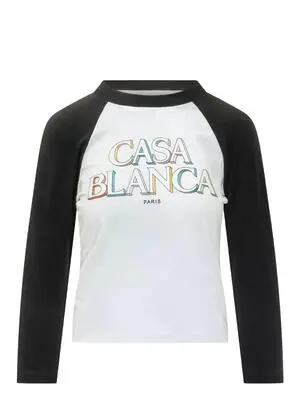 Casablanca Logo Print Raglan Sleeve T-shirt - White