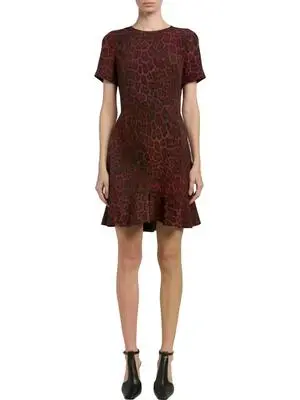Stella McCartney Leopard-print Ruffled Mini Dress - Red