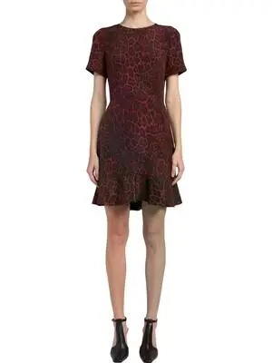 Stella McCartney Leopard-print Ruffled Mini Dress - Red