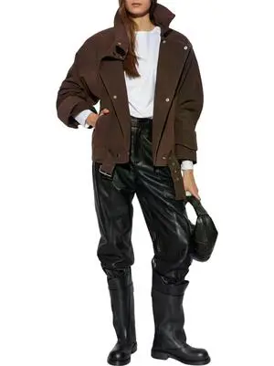 IRO PARIS Melior Belted Leather Jacket - Brown