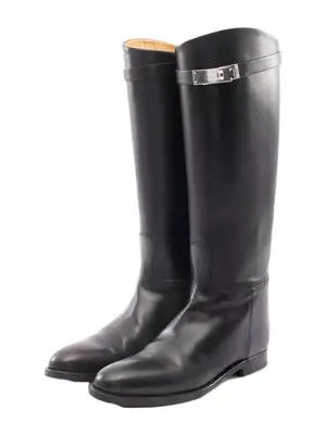 Hermès Leather Kelly Jumping Knee-high Boots - Black