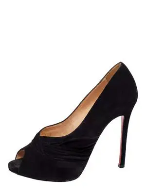 CHRISTIAN LOUBOUTIN Suede Peep-toe Pumps - Black