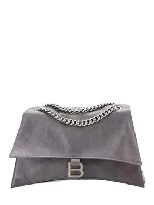 Balenciaga Crush Chain Flap Bag Leather Shoulder Bag - Grey