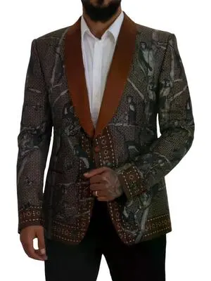 Dolce & Gabbana Monkey-print Shawl-lapel Blazer - Brown