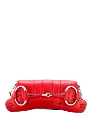 Gucci Horsebit Chain Shoulder Bag Vertical Quilted Leather - Red