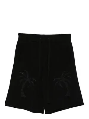 LANEUS Sequin Detailed Knitted Bermuda Shorts - Black