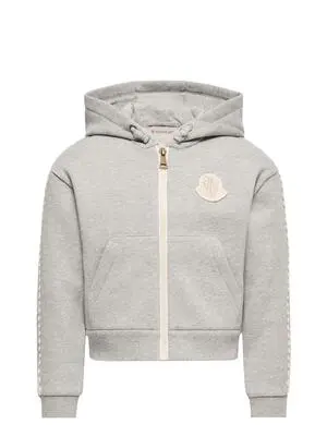 Moncler Cotton Zip-up Hoodie With Logo Detail - Grey