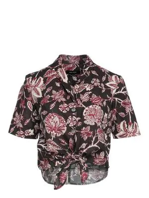 Isabel Marant Étoile Floral Print Shirt With Front Tie - Black