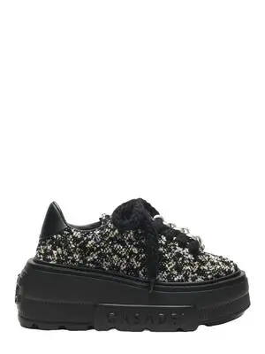 Casadei Nexus Bouclé Sneakers With Chain Detail - Black