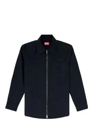 DIESEL® Oval D Logo Zip-up Shirt Black