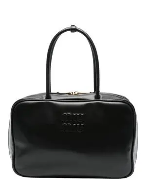 Miu Miu Embossed Logo Top Handle Bag - Black