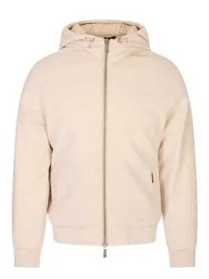 MOORER Zip-up Hooded Long-sleeve Jacket - Cream