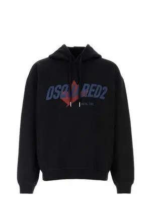 Dsquared2 Logo Relaxed Fit Hoodie - Black