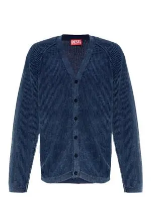 DIESEL® V-neck Long-sleeve Cardigan - Blue