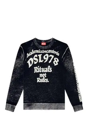 DIESEL® Dsl1978" Graphic Long Sleeve Sweater - White/black