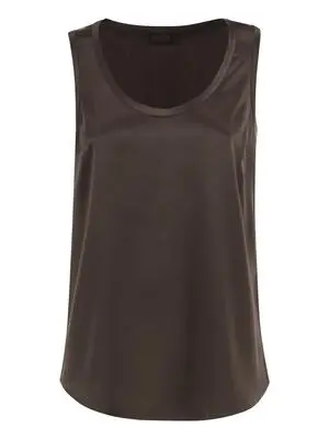 Brunello Cucinelli Stretch Silk Satin Top - Black
