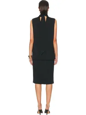 Brandon Maxwell Sleeveless Mock Neck Dress - Black