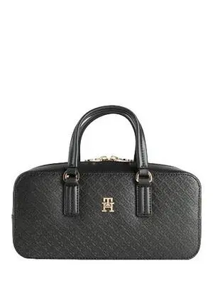 Tommy Hilfiger Monogrammed Top Handle Baguette Bag - Black