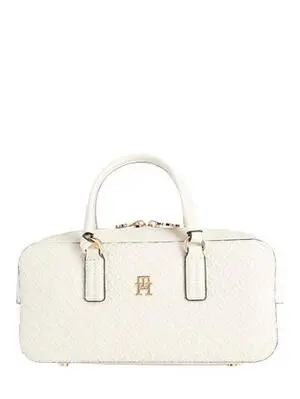 Tommy Hilfiger Monogrammed Top Handle Baguette Bag - White