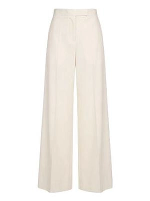 Max Mara MAX MARA Wide-Leg Cotton Blend Pants Ivory