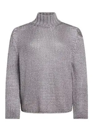 FORTE_FORTE Knitted Turtleneck In Silk, Mohair Wool, And Cashmere - Grey