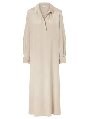 Max Mara Logo-embroidered Silk Midi Dress - Gray