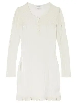Alexander McQueen Embroidered Ribbed-knit Dress - Neutrals