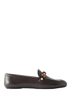GIANVITO ROSSI Embellished Leather Loafers - Brown