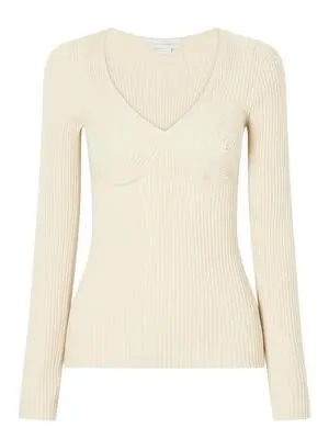 Stella McCartney Ribbed Cotton-blend Sweater - Neutrals
