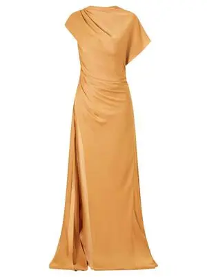 MARMAR HALIM Asymmetric Draped Gown - Orange