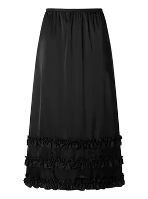 Simone Rocha Ruffled Satin Midi Skirt - Black