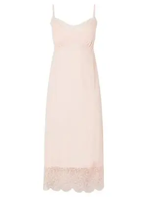 Simone Rocha Lace-trimmed Crepe De Chine Midi Dress - Pink