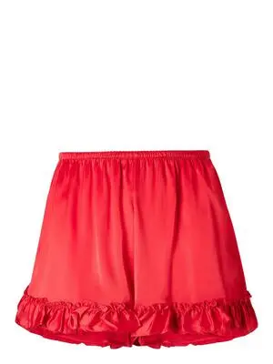 Simone Rocha Ruffled Satin Shorts - Red