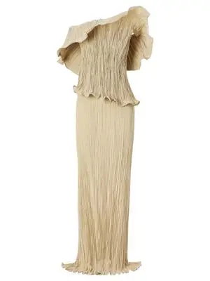 MARMAR HALIM Off-the-shoulder Pleated Taffeta Gown - Gray