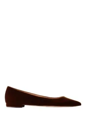 GIANVITO ROSSI Velvet Pointed Toe Ballet Flats - Brown