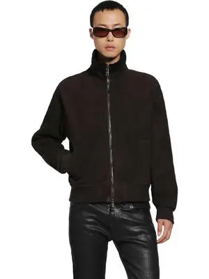 GIORGIO BRATO Suede Zip-up High-collar Jacket - Brown