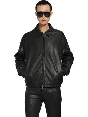 GIORGIO BRATO Leather Zip-up Jacket - Black