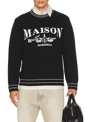 MAISON MARGIELA Crewneck Sweater With Logo Detail - Black