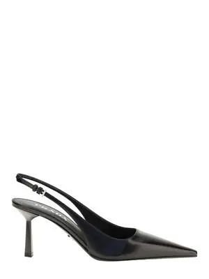 Prada Leather Slingback Pumps - Black