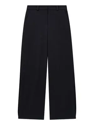 Giorgio Armani Flat Front Tuxedo Wool Trousers - Black