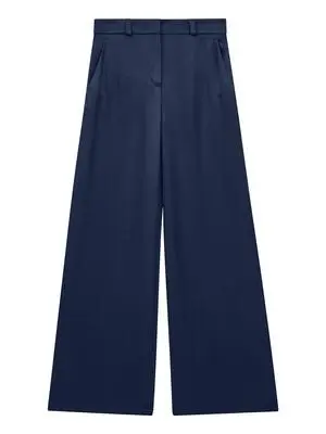 Giorgio Armani Flat Front Tuxedo Wool Trousers - Blue