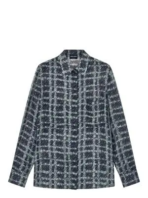 Giorgio Armani Regular Fit Silk Chiffon Check Shirt With Patch Pockets - Patterned