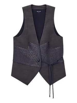 Giorgio Armani Silk And Virgin Wool Jacquard Vest - Brown