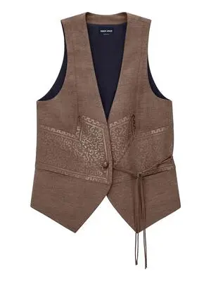 Giorgio Armani Silk And Virgin Wool Jacquard Vest - Brown